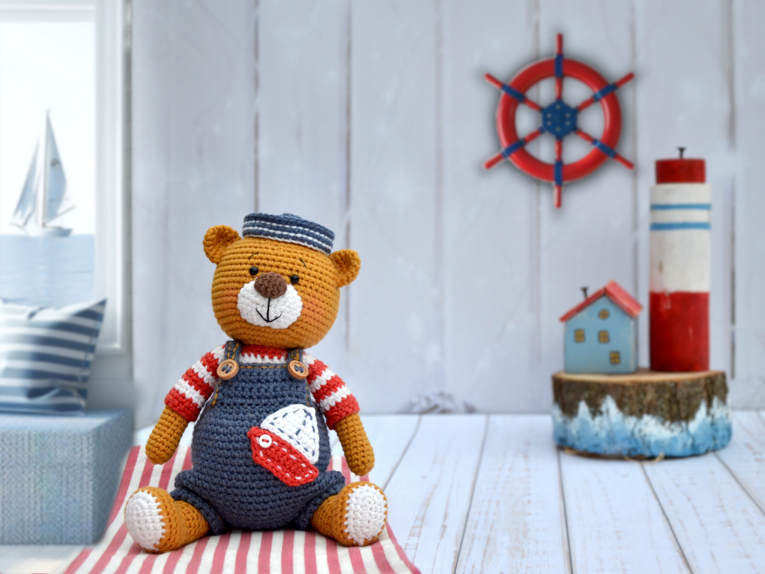 Crochet bear amigurumi pattern - Eric, the Lifeguard Bear | KnitAmiracle